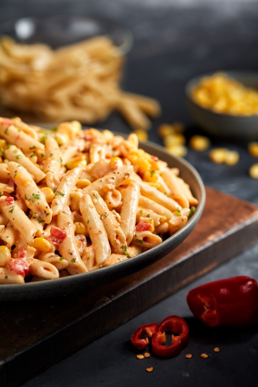 Fire Roasted Red Pepper Pasta Salad with Blackened Shrimp - Gordon Food ...